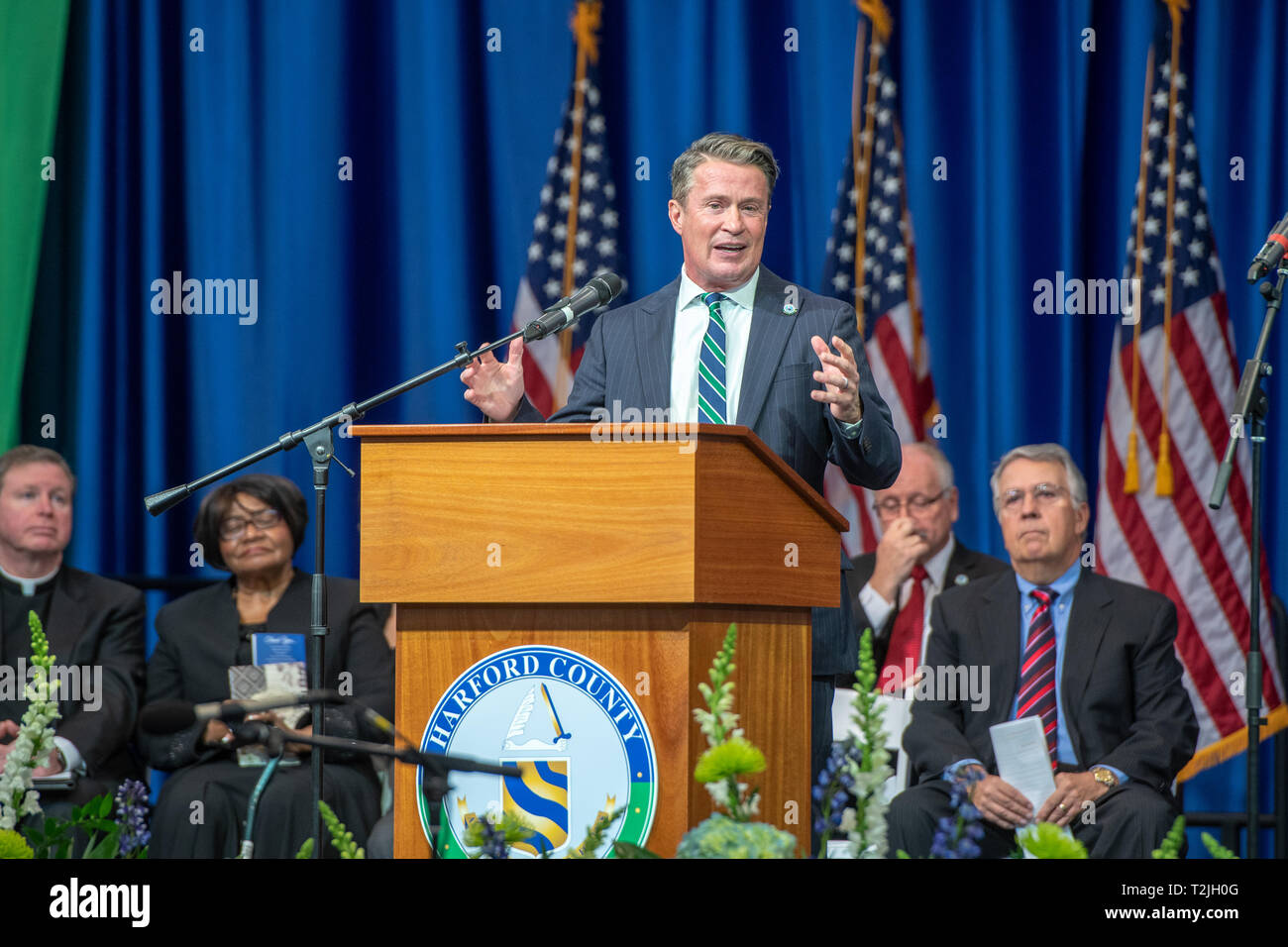 Barry Glassman speaks at podium during his inauguration in 2018 as ...