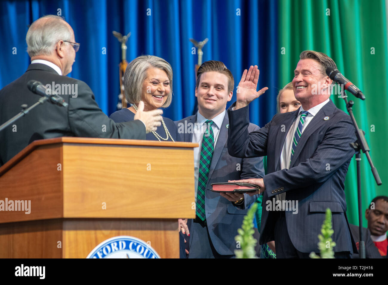 Barry Glassman being sworn in with son (Jordan) and wife (Debi) at his ...