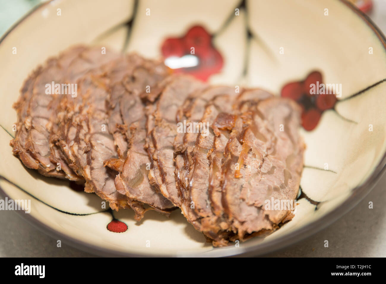 Chinese food sauce beef slices - Image Stock Photo - Alamy