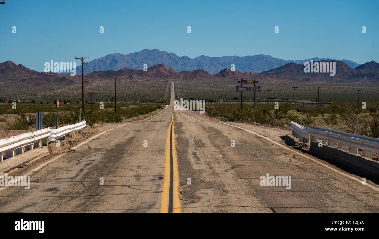 Guard rails along historic route 66 in Amboy Ca Stock Photo - Alamy