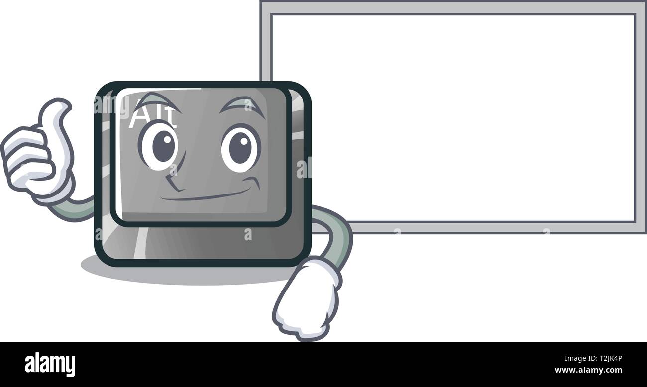 Thumbs up with board alt button in the cartoon shape vector ...