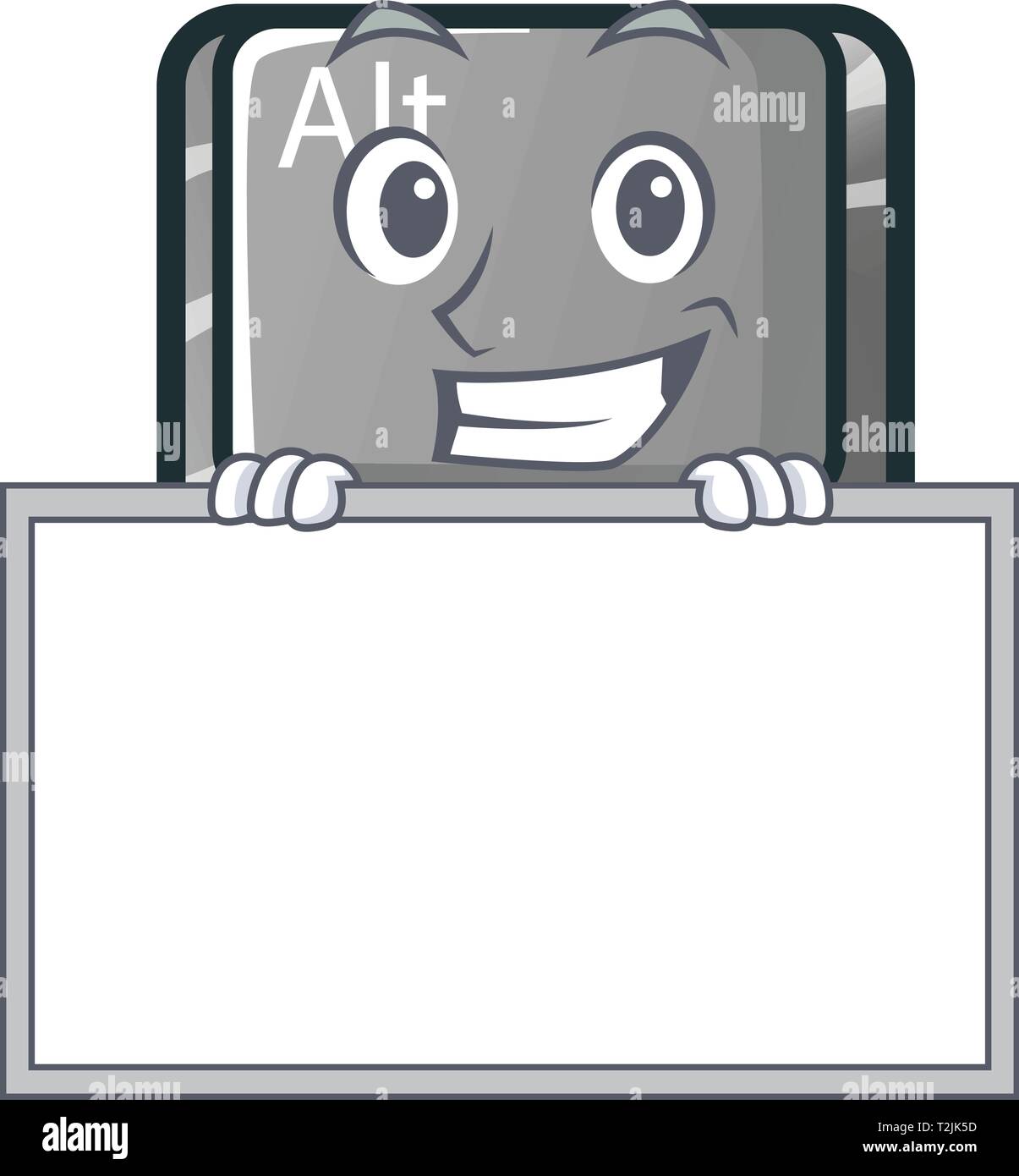 Grinning with board alt button in the cartoon shape vector illustration ...