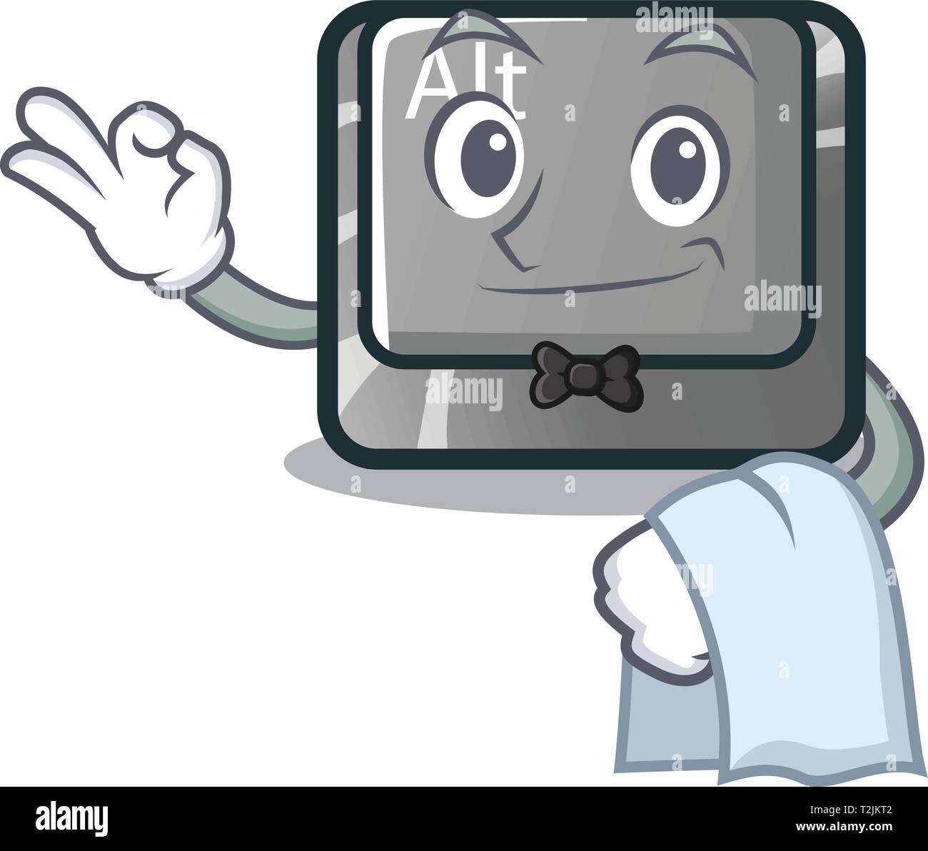Waiter alt character button attached the keyboard vector illustration ...