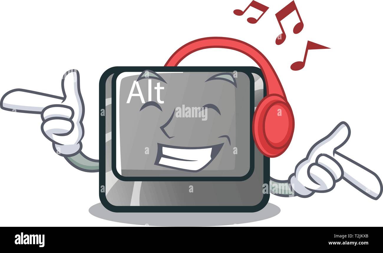 Listening music alt character button attached the keyboard vector ...