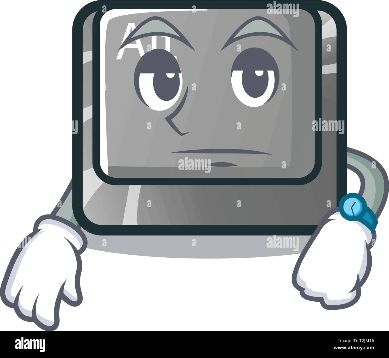 Waiting cartoon alt button on the table vector illustration Stock ...