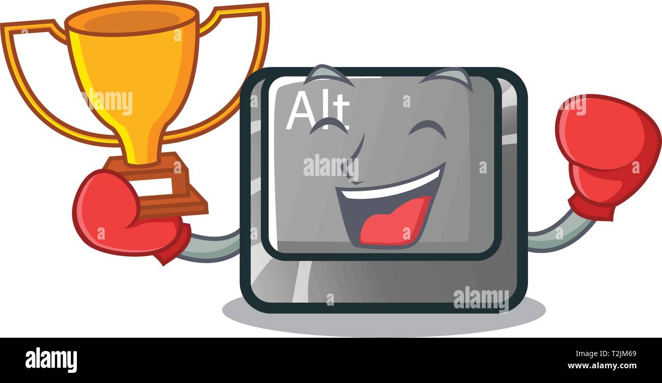 Boxing winner cartoon alt button on the table vector illustration Stock ...