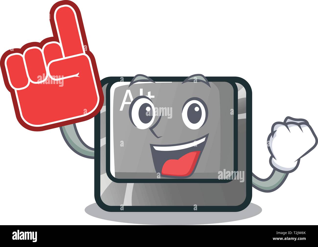 Foam finger cartoon alt button on the table vector illustration Stock ...