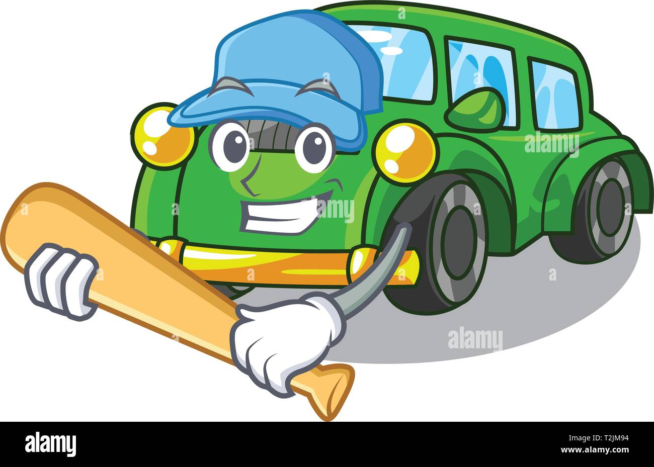 Playing baseball classic car isolated in the cartoon vector ...