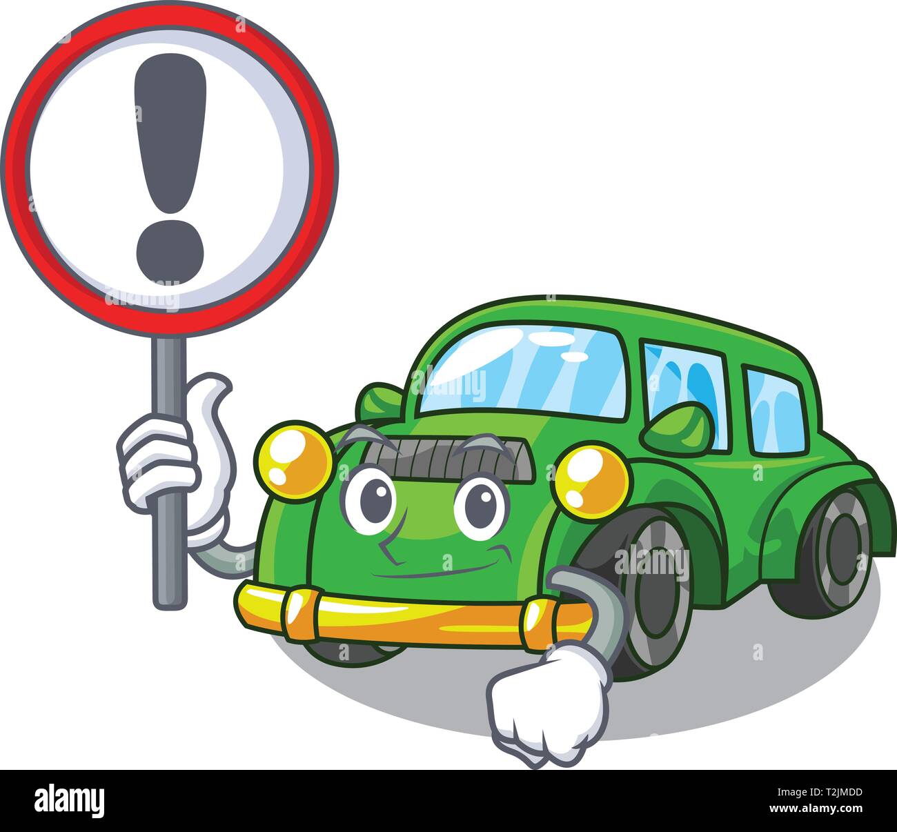With sign classic car isolated in the cartoon vector illustration Stock ...