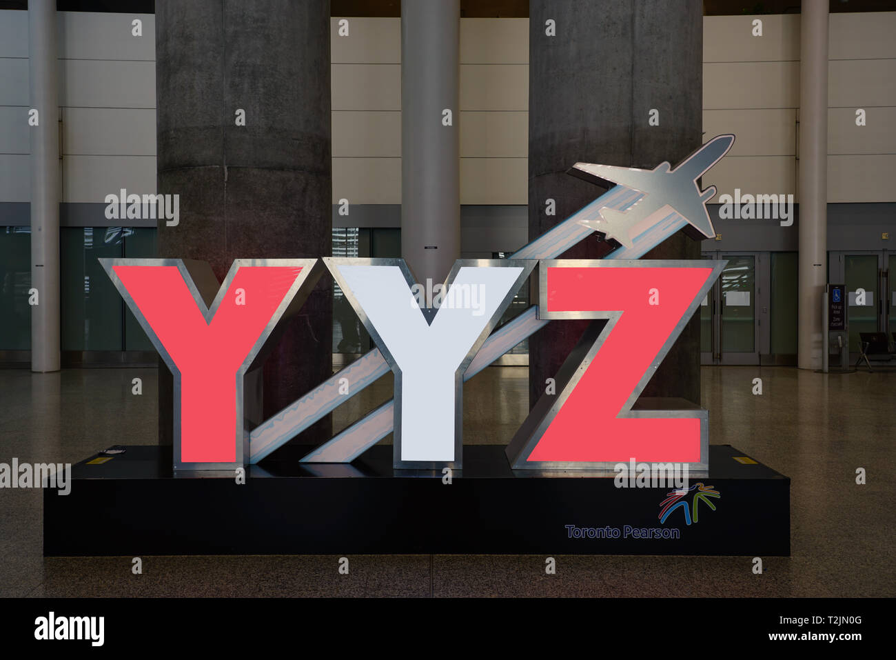 TORONTO, CANADA -26 MAR 2019- Interior view of Terminal 1 at the ...