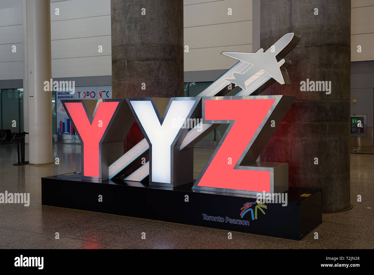 TORONTO, CANADA -26 MAR 2019- Interior view of Terminal 1 at the ...