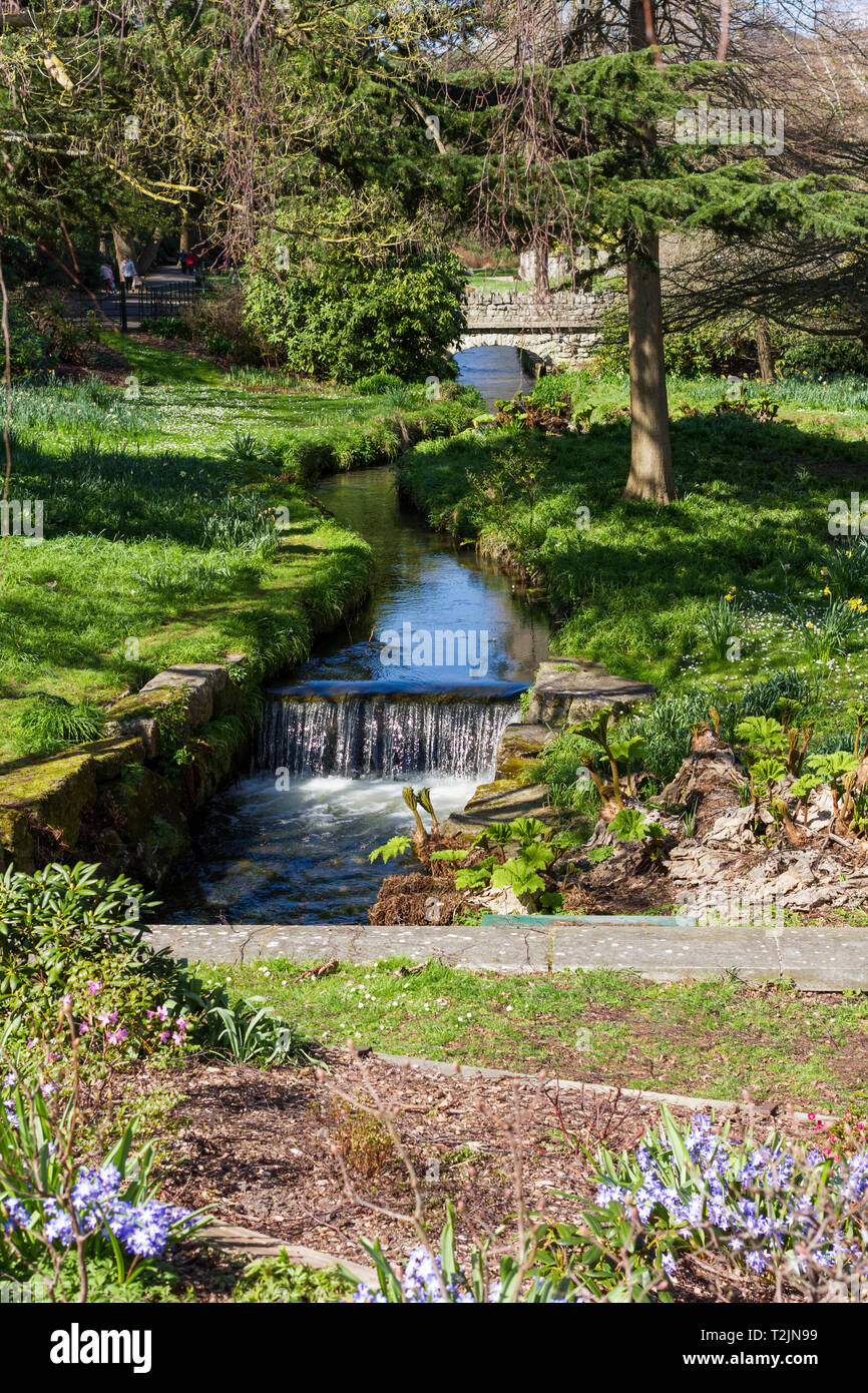 The River Bourne running through Bournemouth Central Gardens. Spring ...