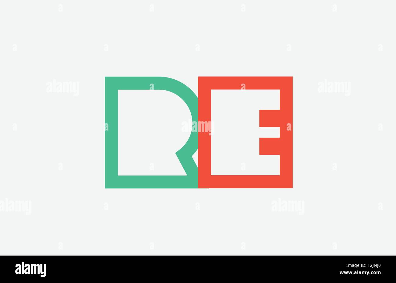 orange green alphabet letter logo combination re r e design suitable ...