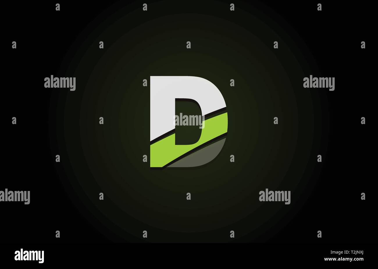 Design of alphabet letter logo d with green white and black color icon ...