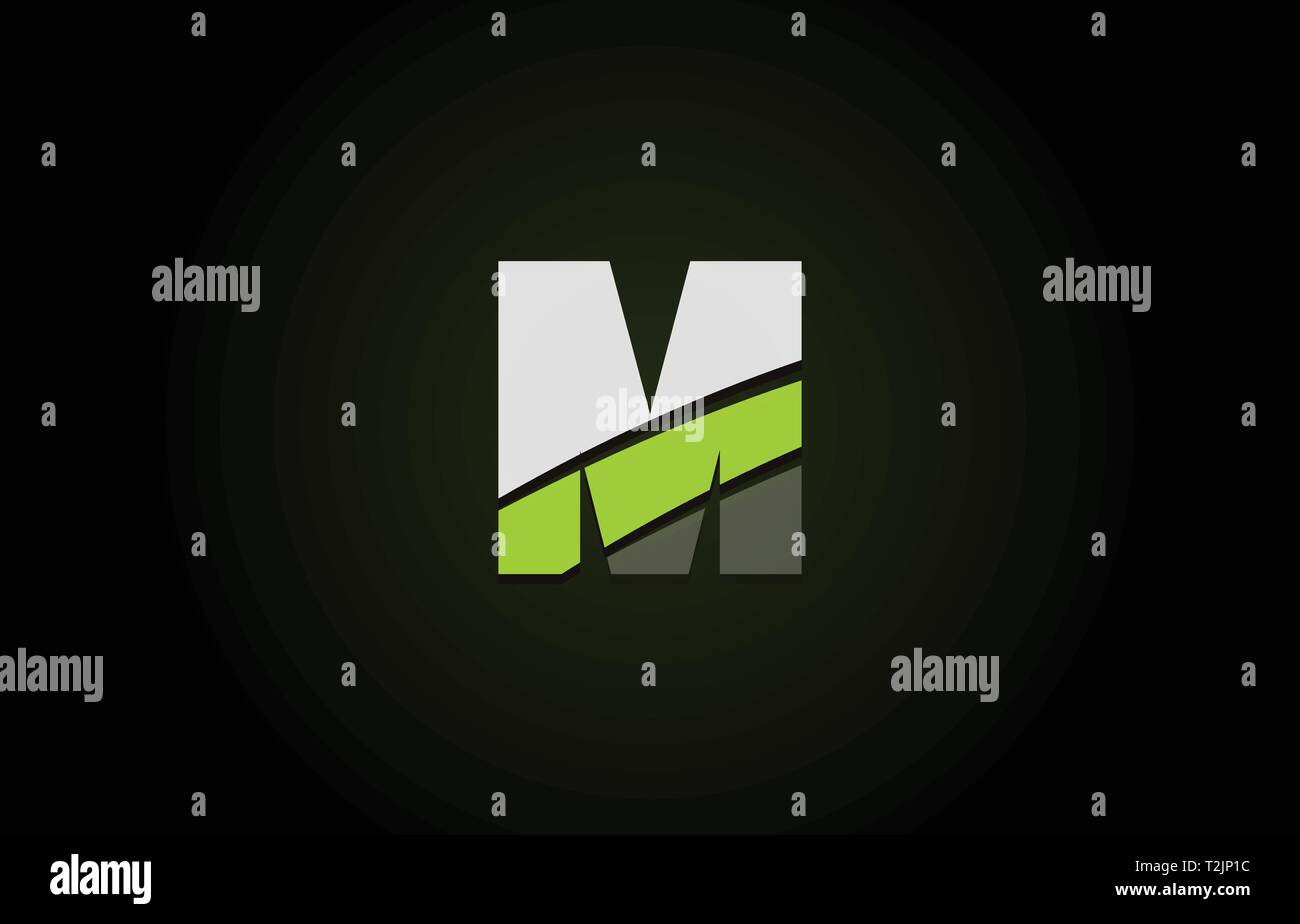 Design of alphabet letter logo m with green white and black color icon ...