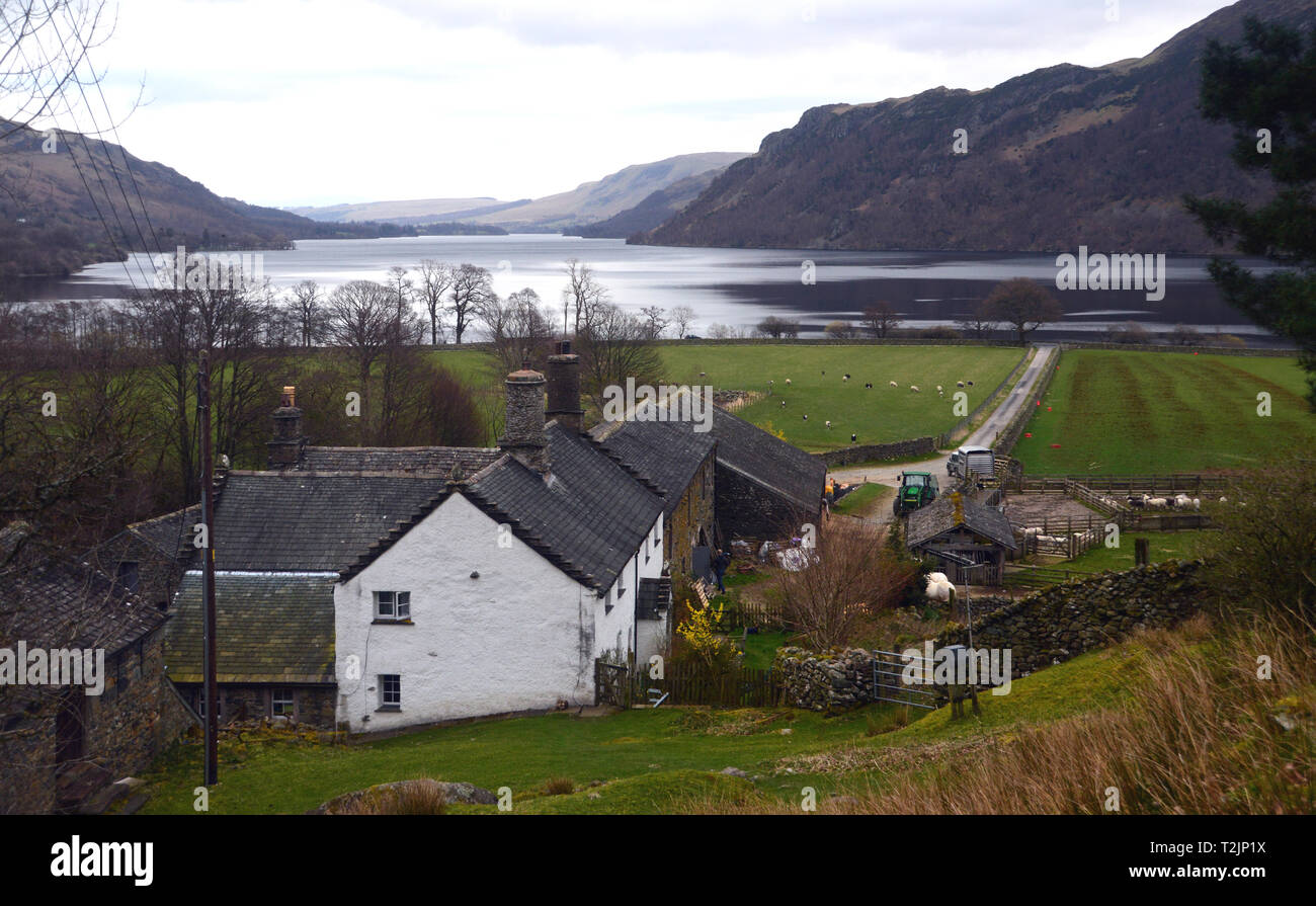 Ullswater and Glencoyne Farm on route to the Wainwright Sheffield Pike ...