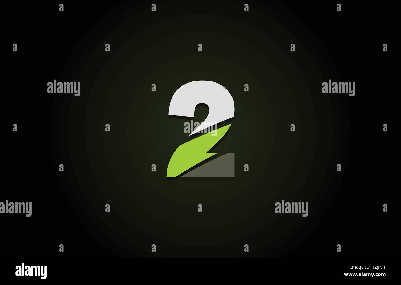 Design of number logo 2 with green white and black color icon for a ...