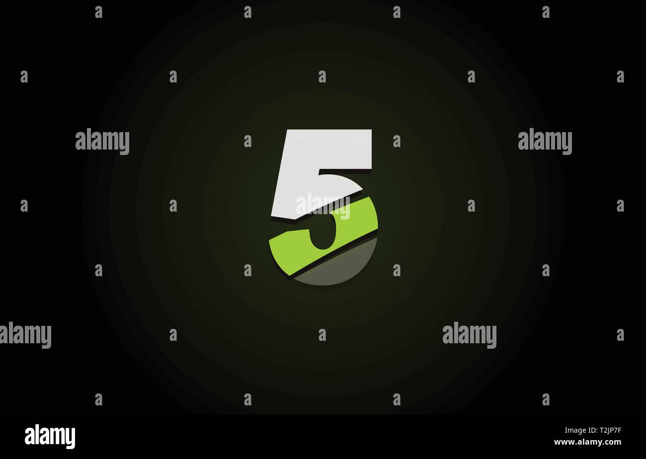 Design of number logo 5 with green white and black color icon for a ...