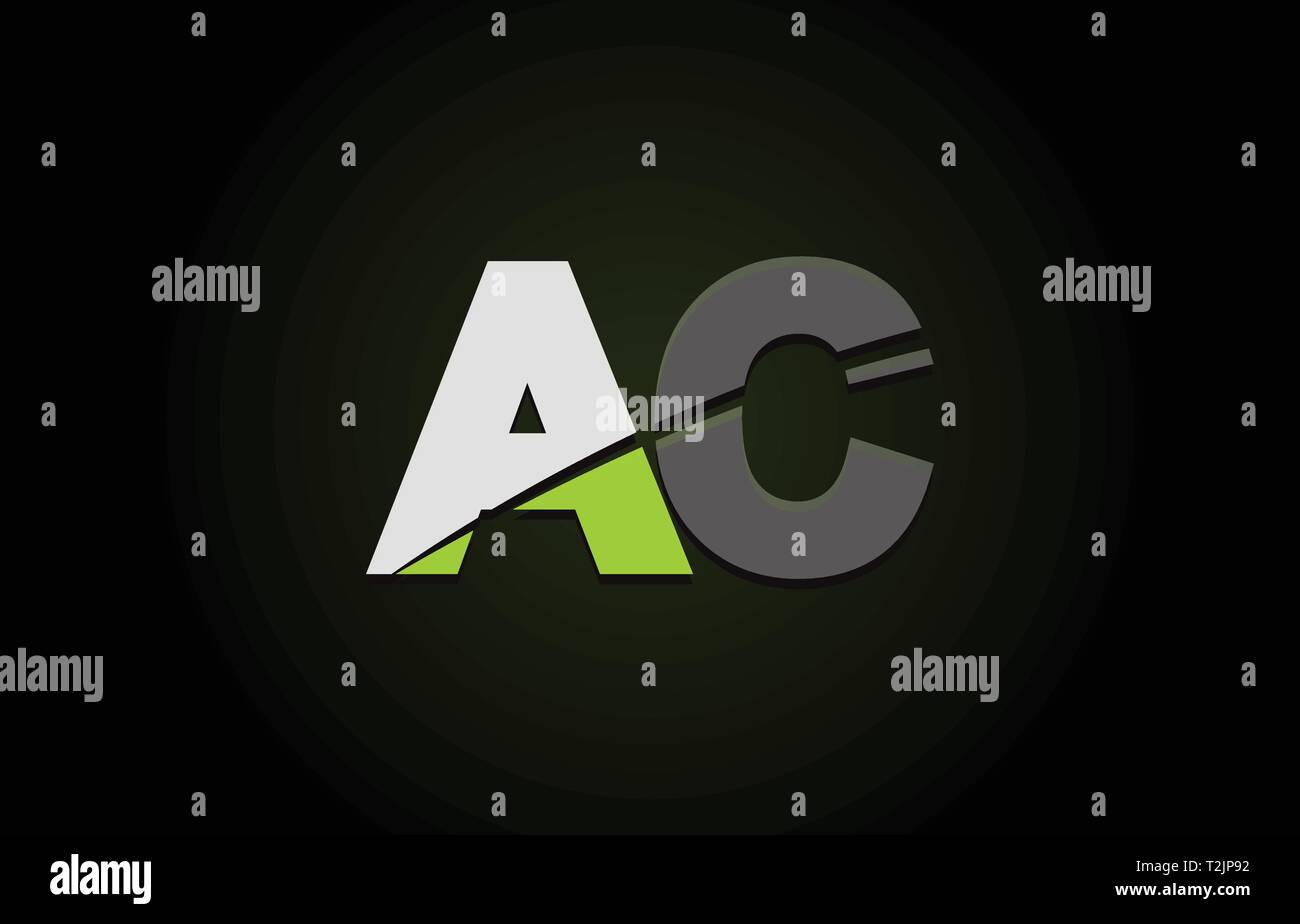 Design of alphabet letter logo combination ac a c with green white and ...
