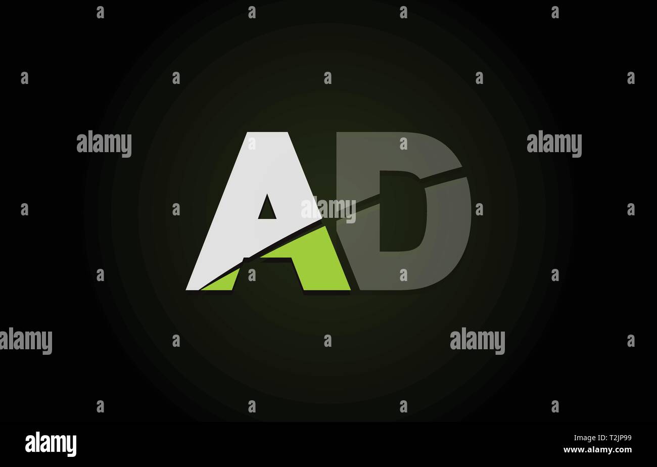 Design of alphabet letter logo combination ad a d with green white and ...