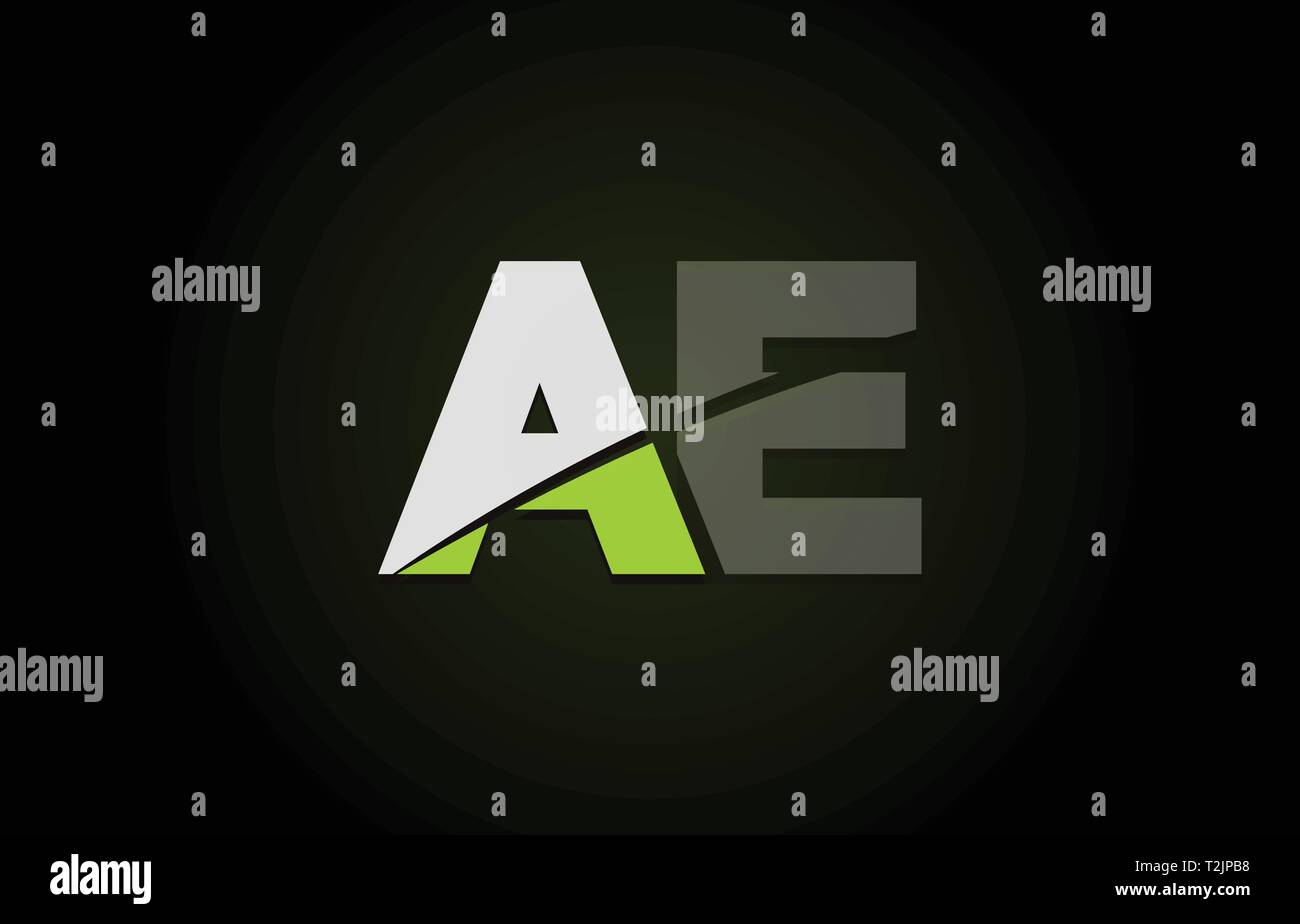 Design of alphabet letter logo combination ae a e with green white and ...