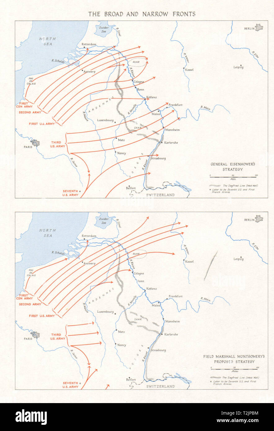 WW2 advance Belgium broad narrow fronts Eisenhower Montgomery strategy ...