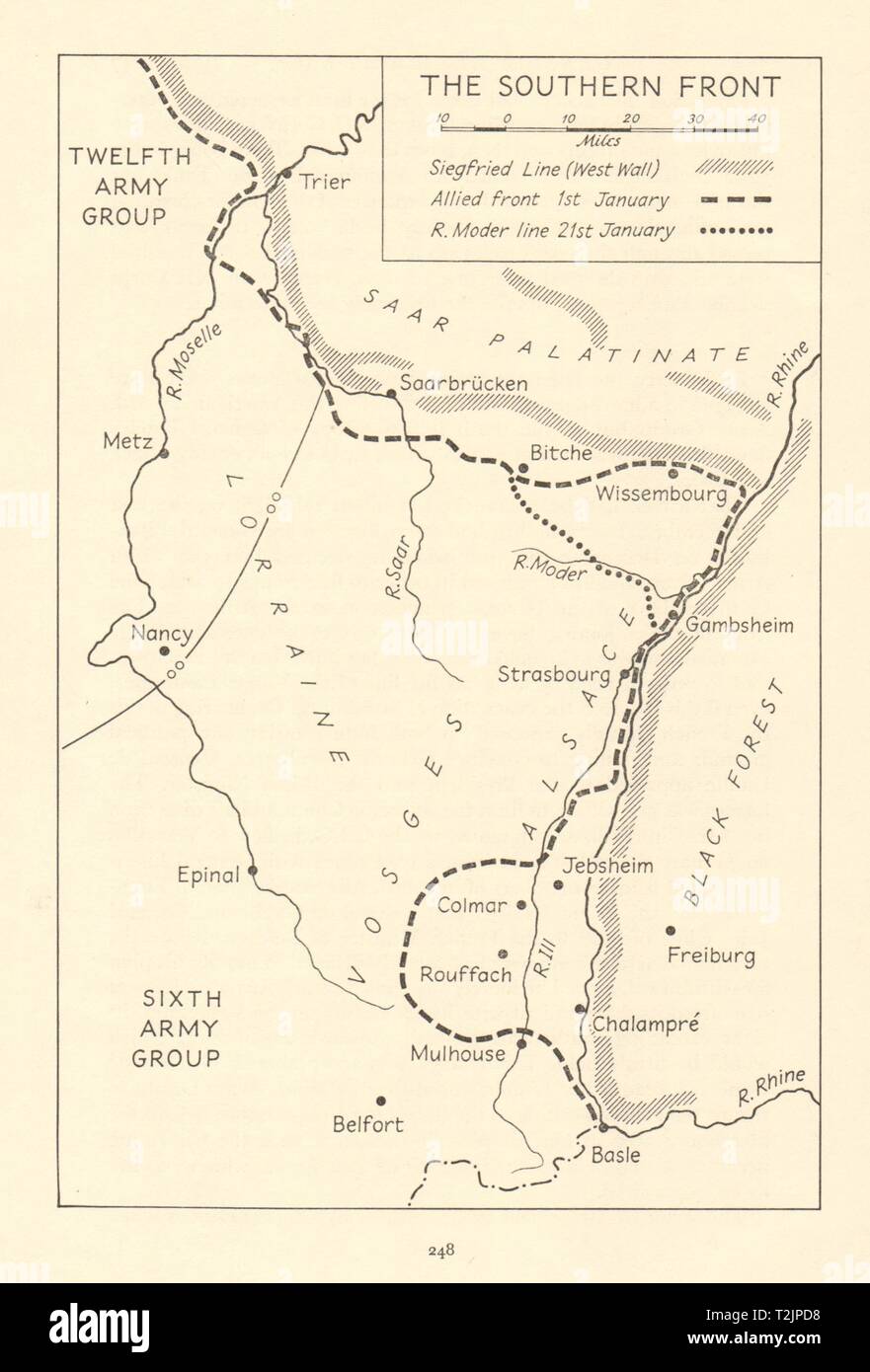 Allies advance on the Southern Front, January 1945. Alsace Lorraine WW2 ...