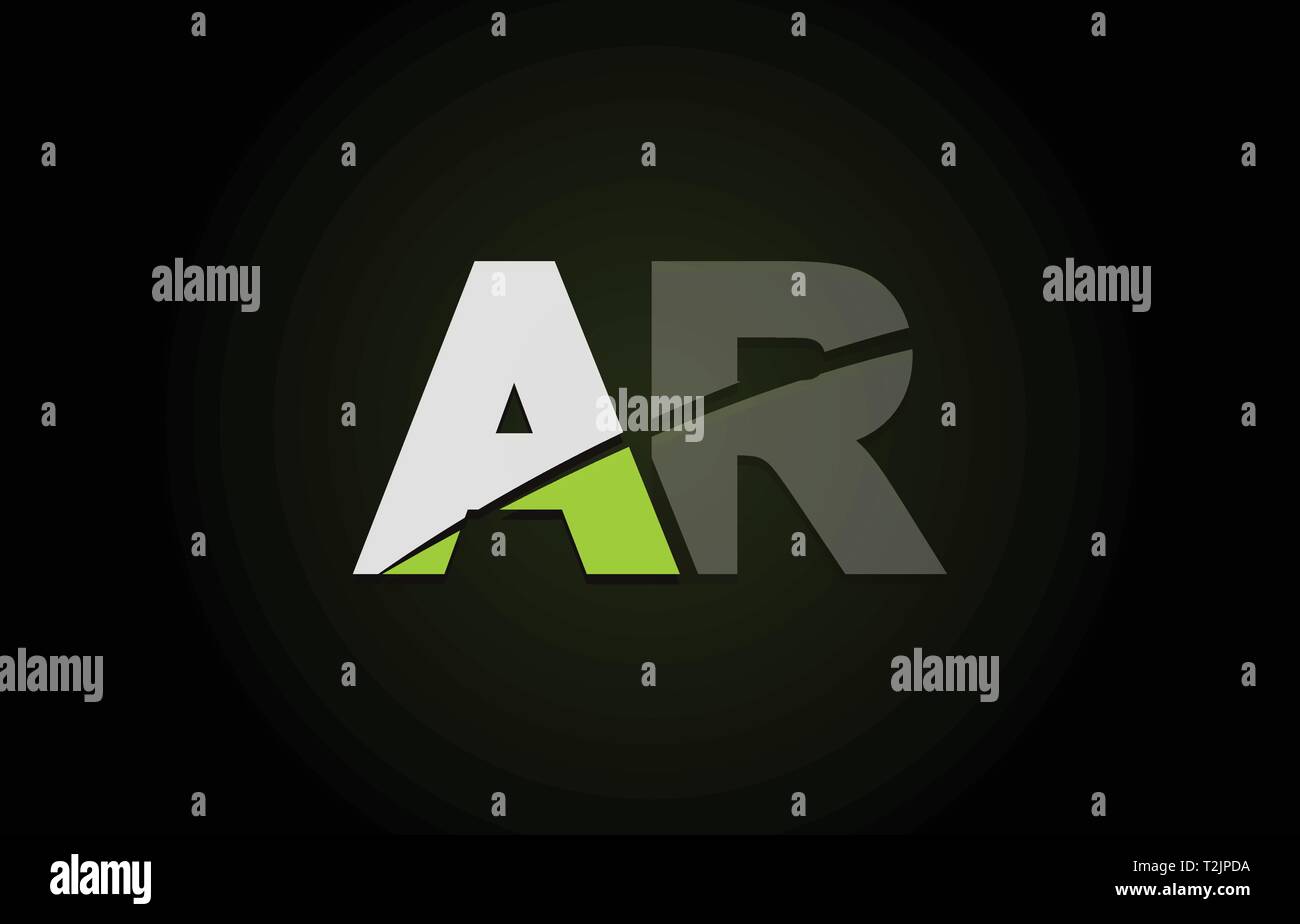 Design of alphabet letter logo combination ar a r with green white and ...