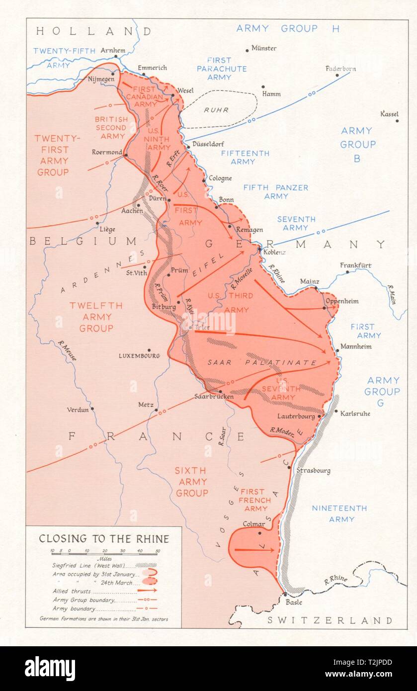 Allies advance. Closing to the Rhine, February-March 1945. Germany WW2 ...