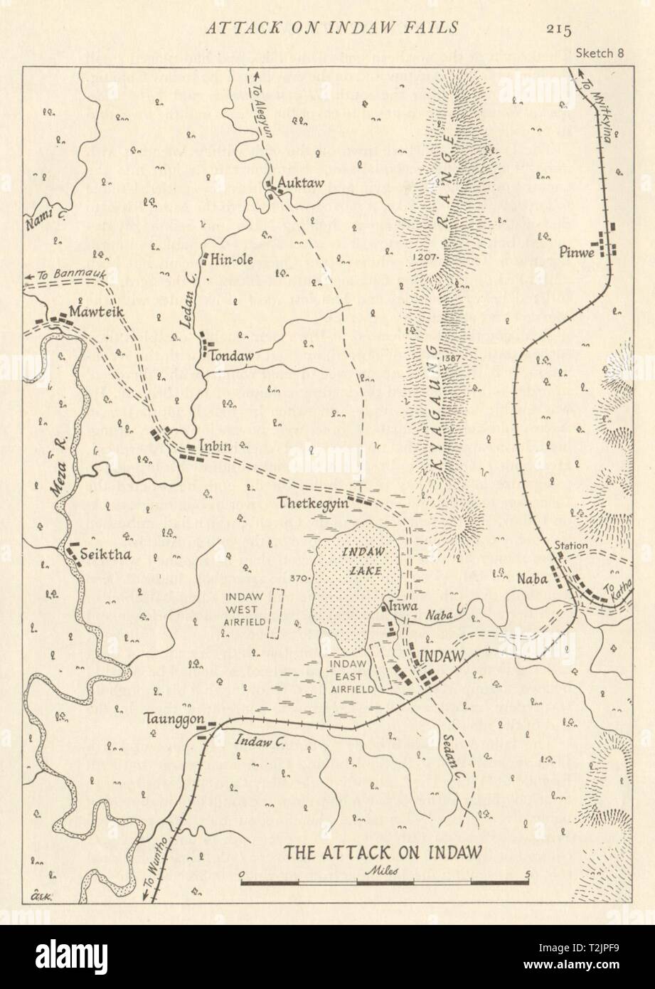 Burma Campaign 1944. Attack on Indaw. World War 2 1961 old vintage map ...