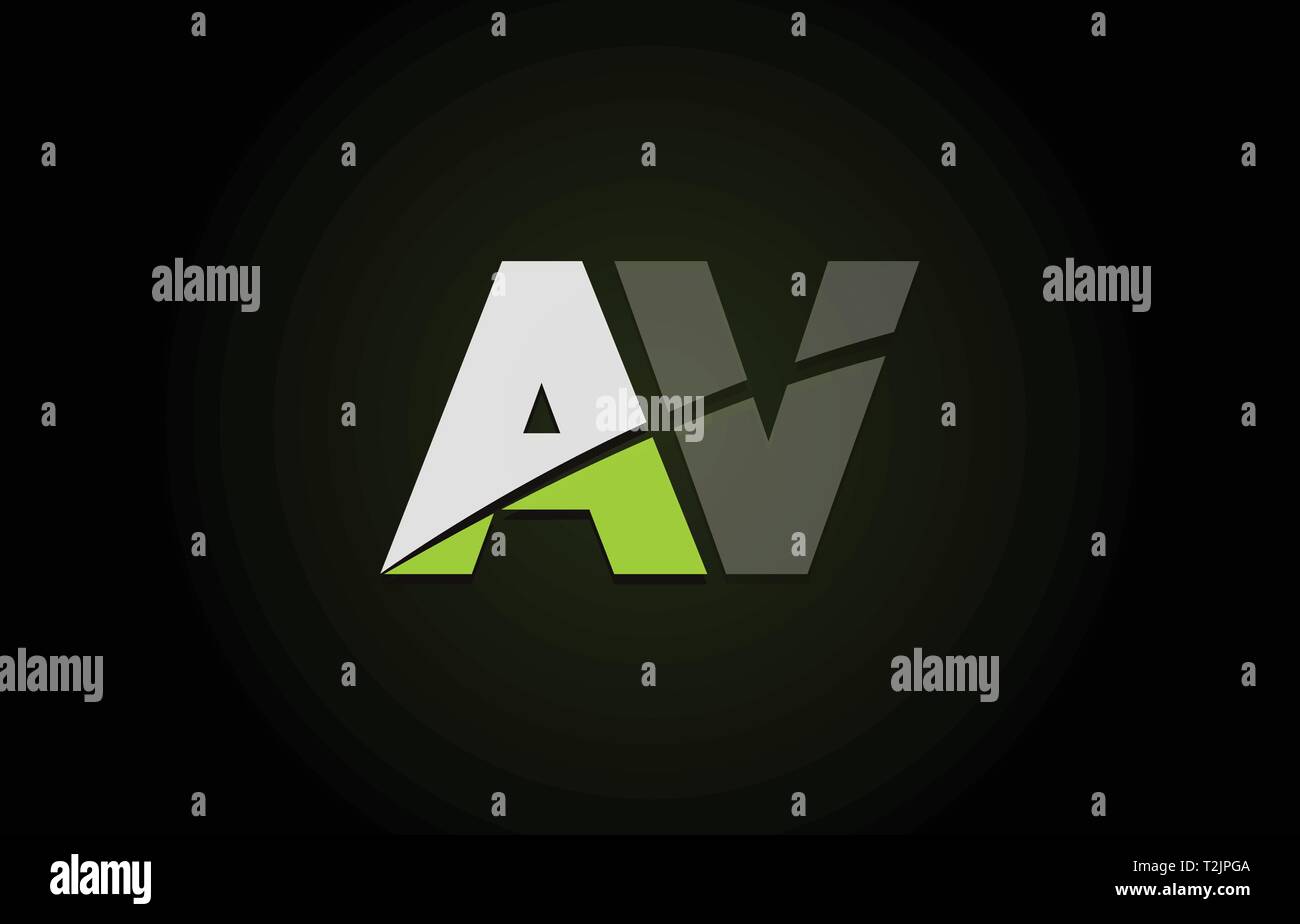 Design of alphabet letter logo combination av a v with green white and ...