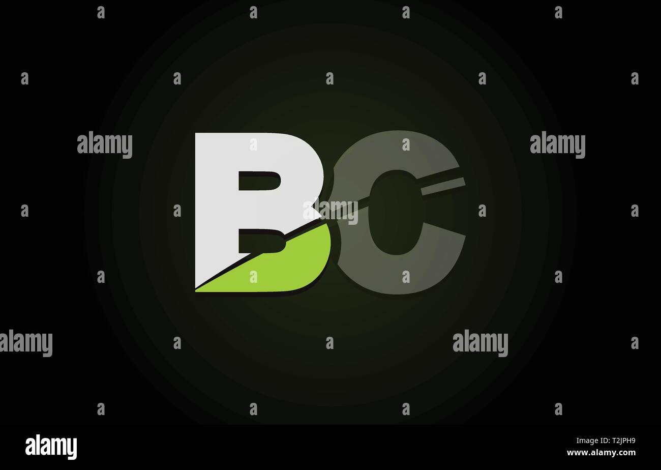 Design of alphabet letter logo combination bc b c with green white and ...