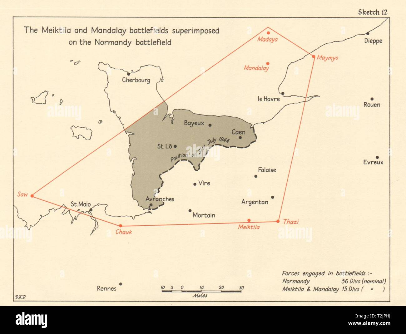Meiktila & Mandalay Battlefields superimposed on Normandy Battlefield ...