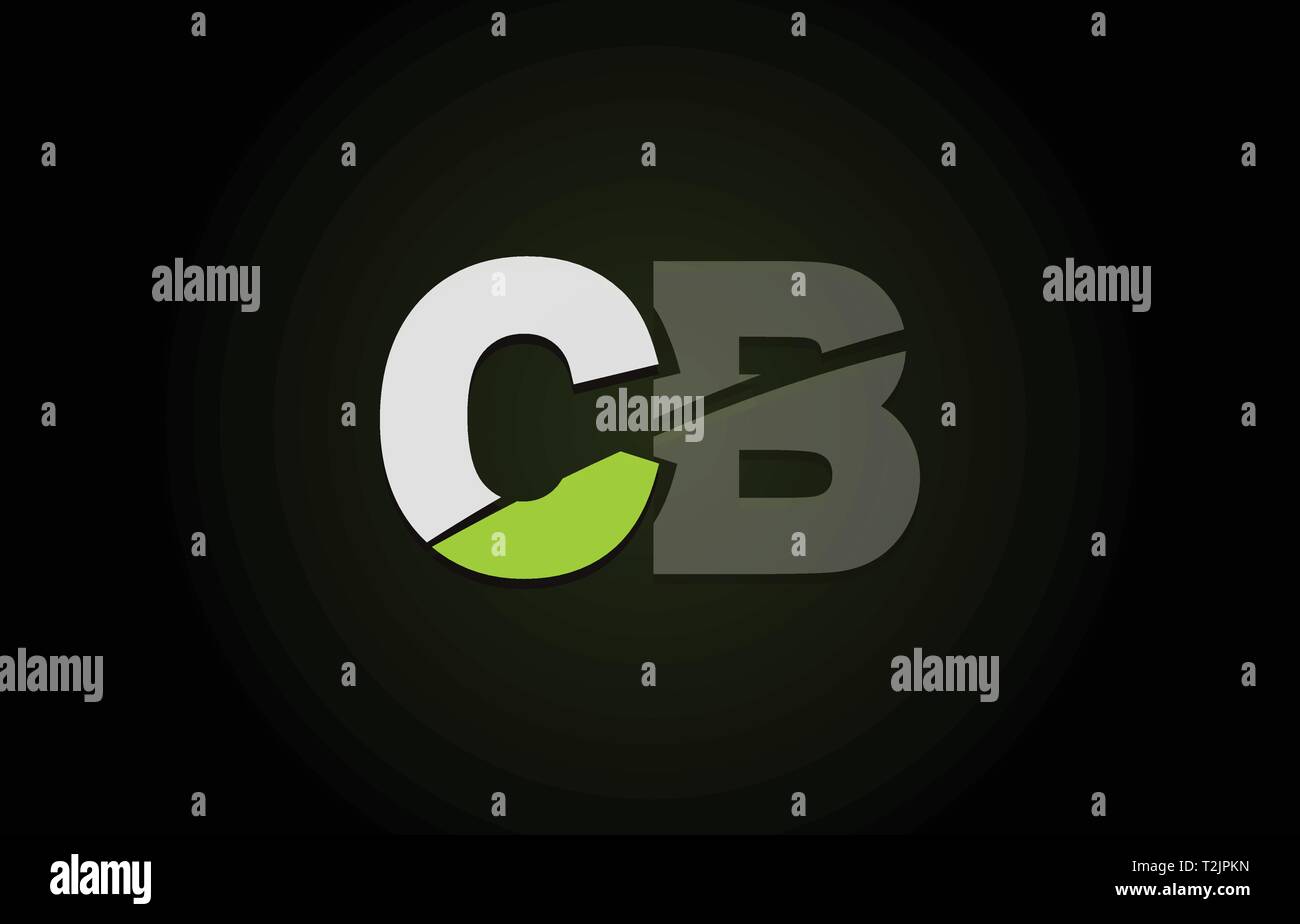 Design of alphabet letter logo combination cb c b with green white and ...