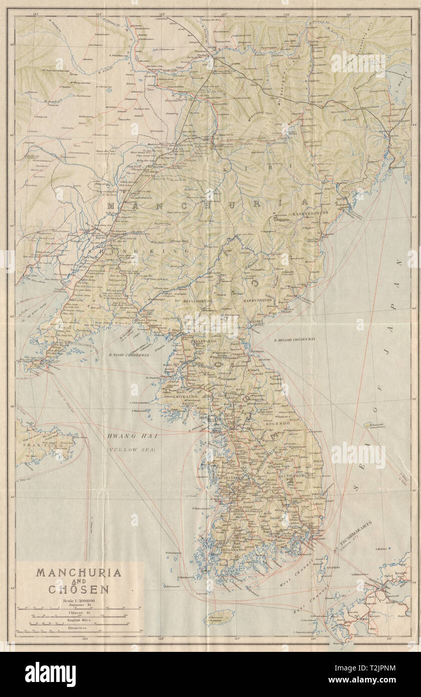 'Manchuria and Chosen'. The Korean peninsula & North East China 1913 ...