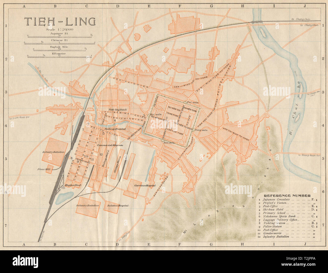 'Tieh-ling'. Yinzhou, Tieling antique town city plan. Liaoning, China ...