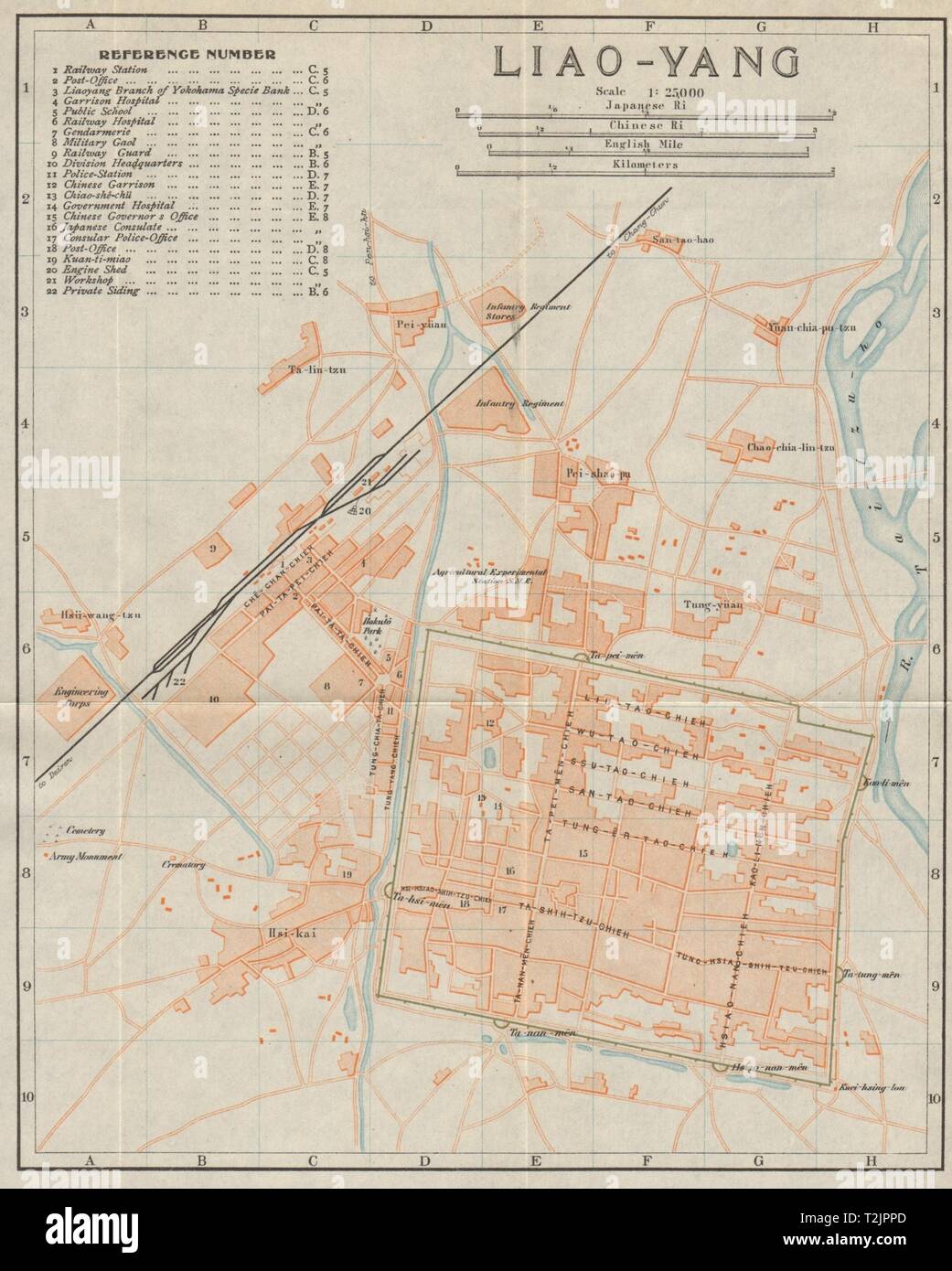 Liaoyang antique town city plan. Wensheng Baita. Liaoning, China 1913 ...