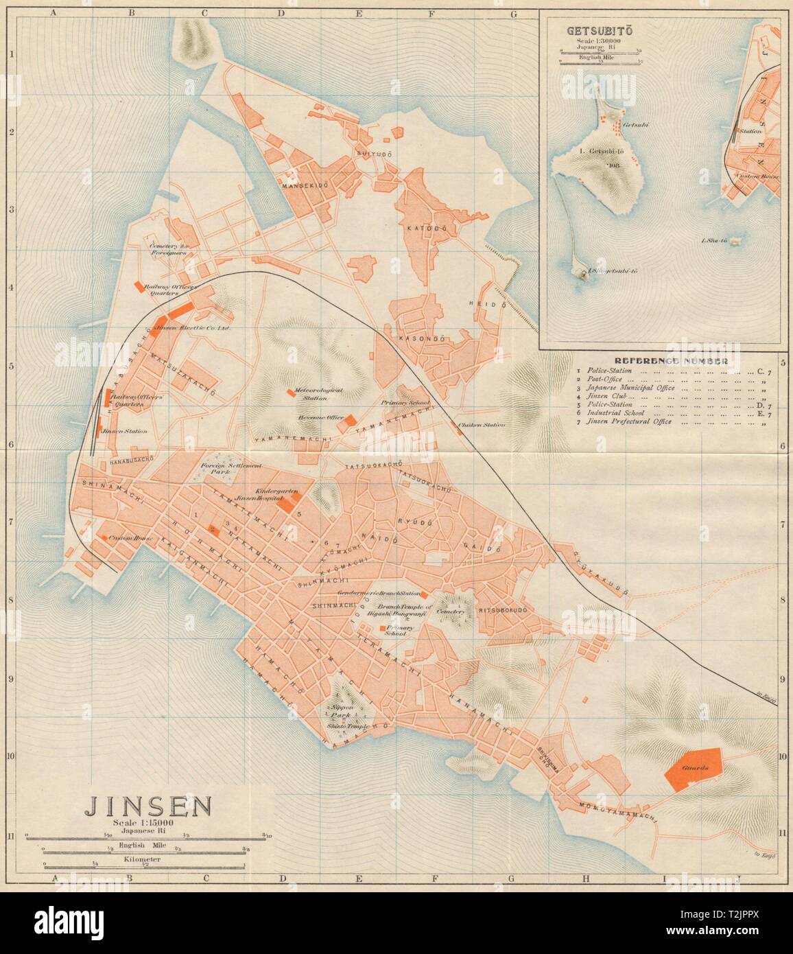 'Jinsen [&] Getsubito'. Incheon antique town city plan. South Korea ...