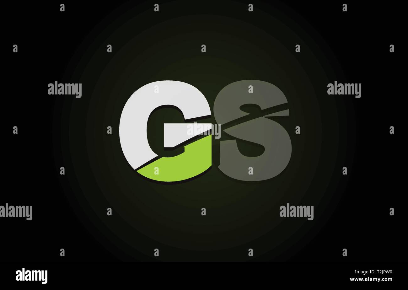 Design of alphabet letter logo combination gs g s with green white and ...