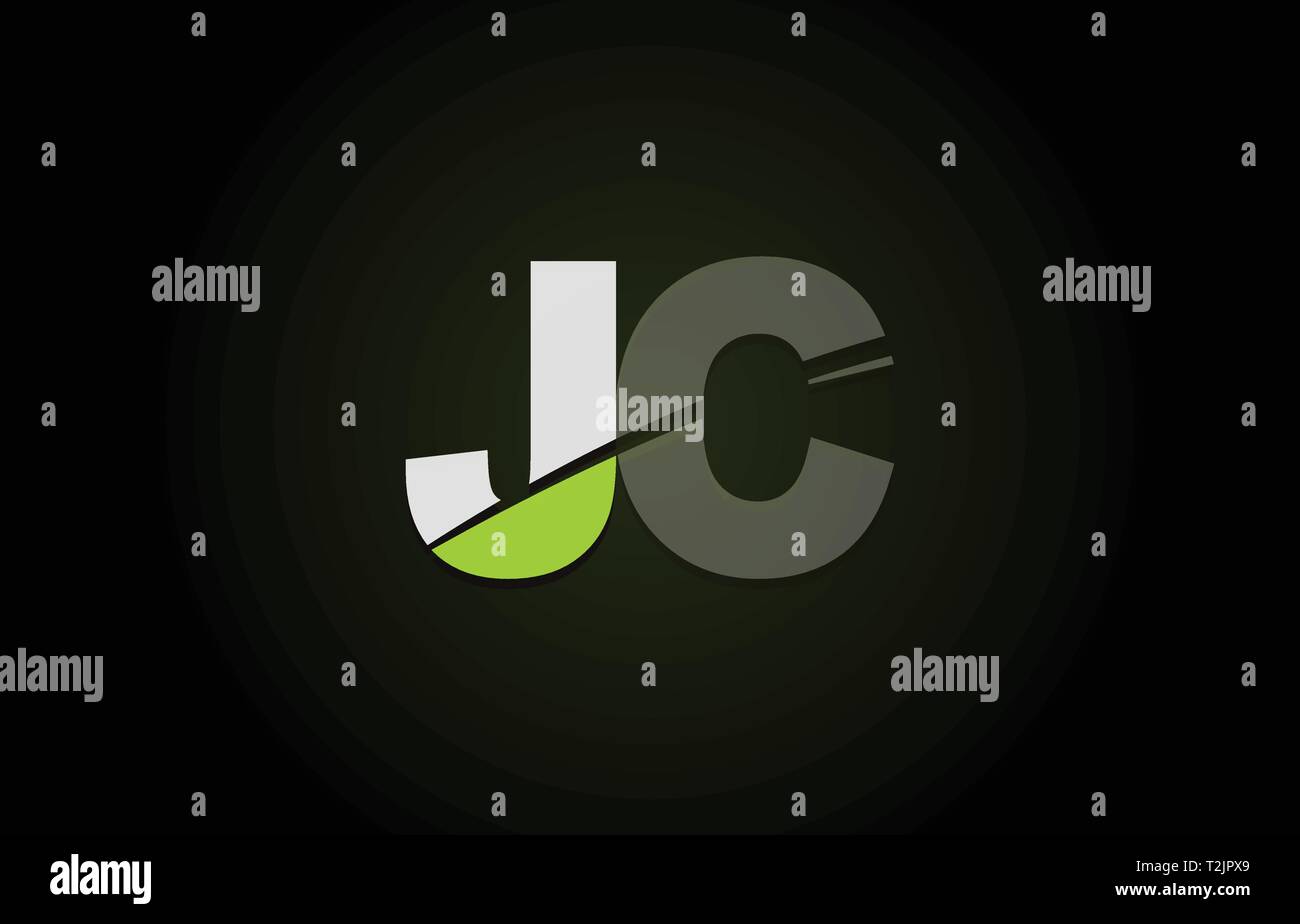 Design of alphabet letter logo combination jc j c with green white and ...