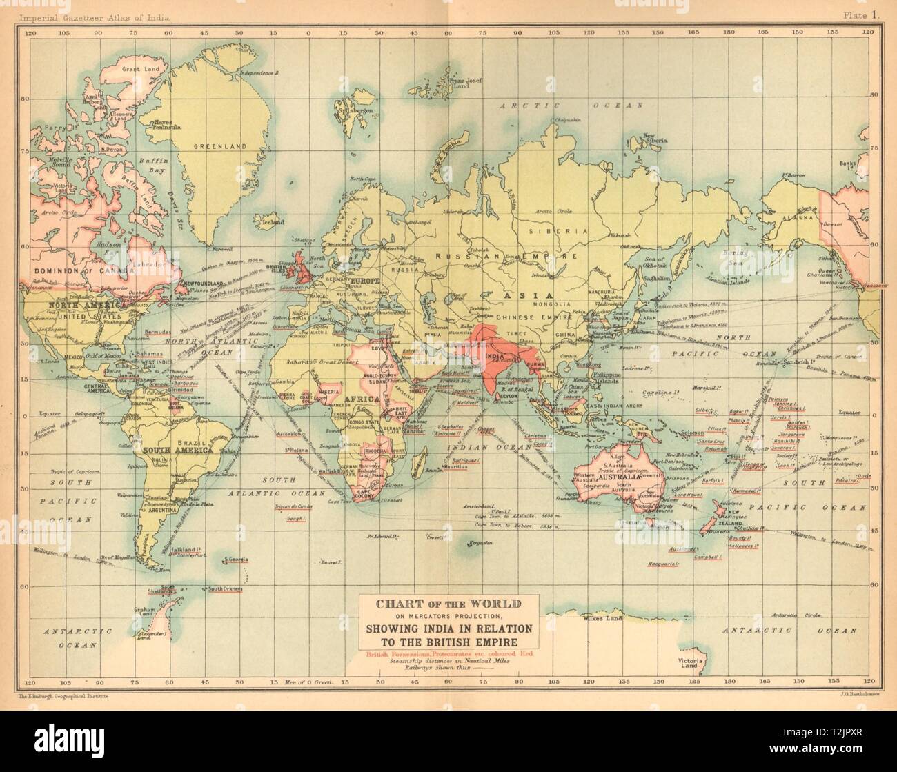 World Mercator's on projection. India in relation to the British Empire ...