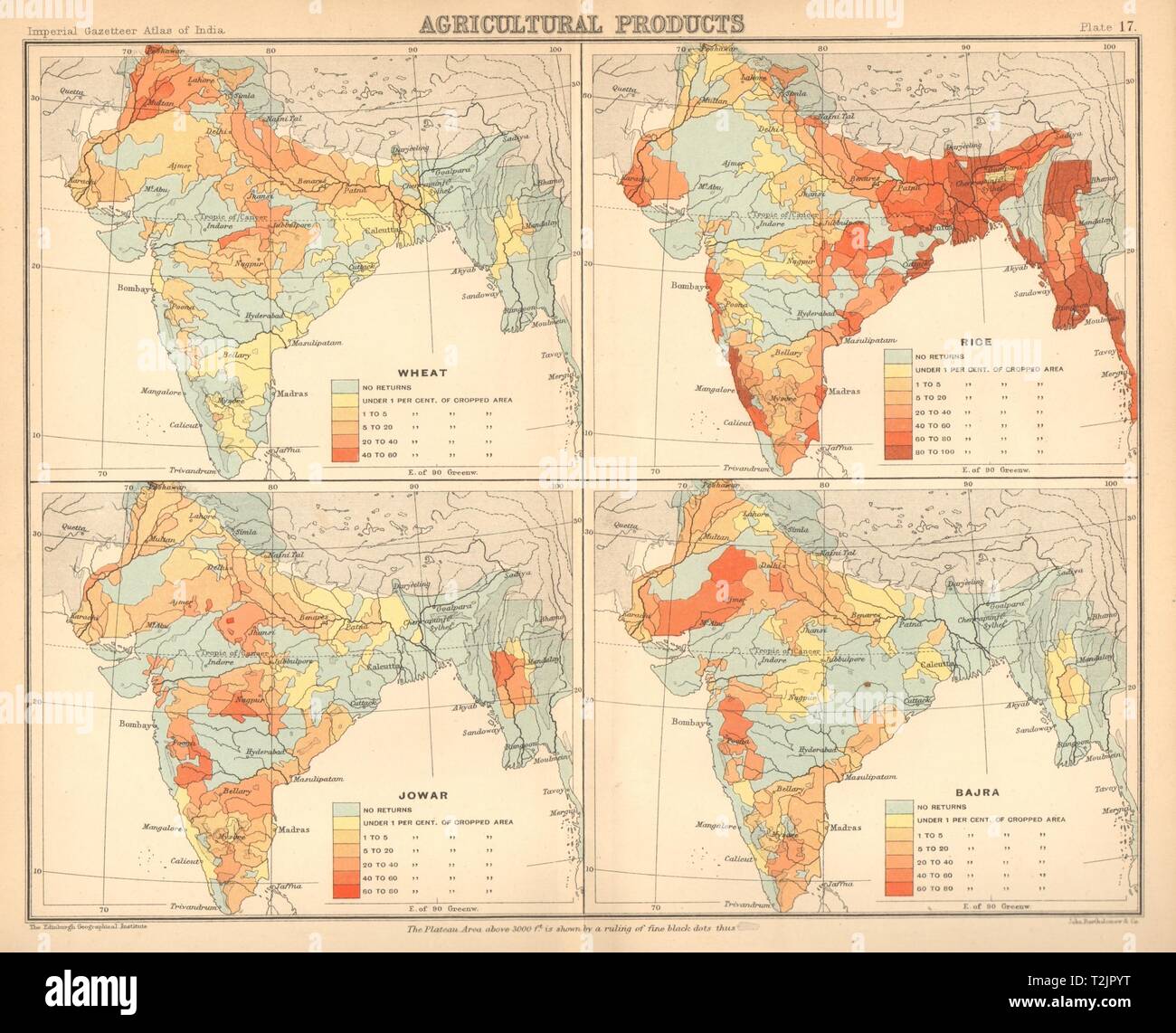 BRITISH INDIA Food-grains Agriculture produce Wheat Rice Sorghum Millet ...