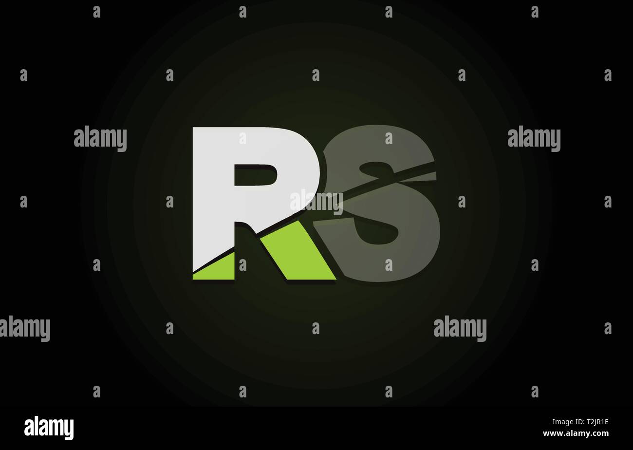 Design of alphabet letter logo combination rs r s with green white and ...