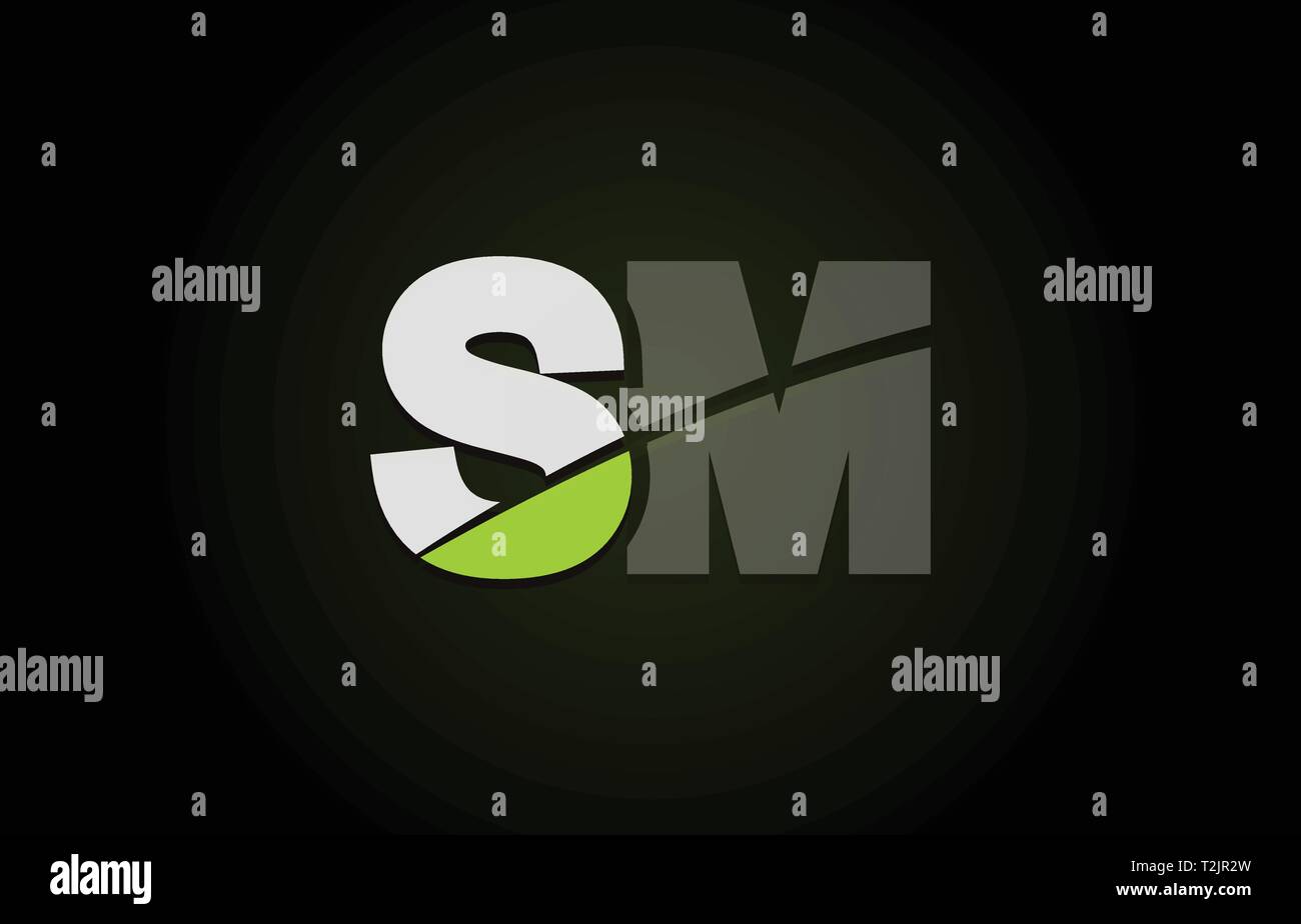 Design of alphabet letter logo combination sm s m with green white and ...