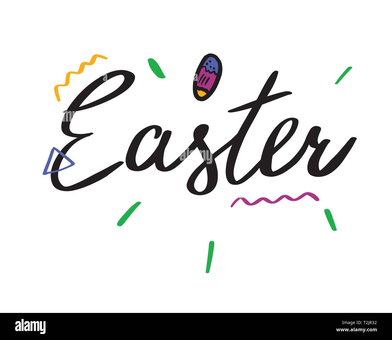 Easter hand drawn lettering. Modern Calligraphy. Vector Illustration ...