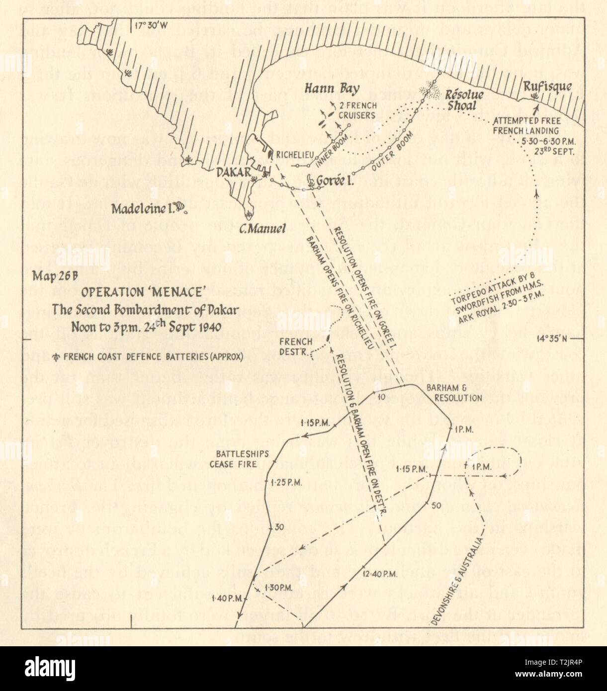 Operation Menace. 2nd bombardment of Dakar 24 September 1940. WW2 1954 ...