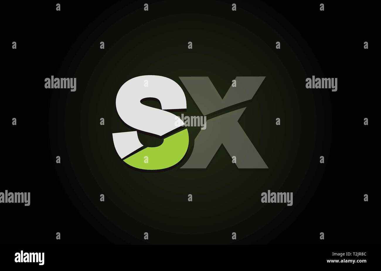 Design of alphabet letter logo combination sx s x with green white and ...