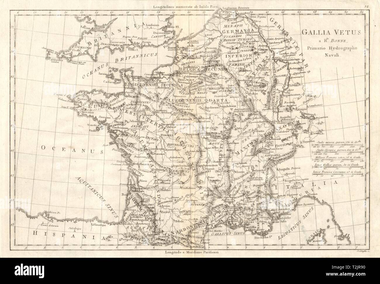 Gallia Vetus. Ancient Gaul. France Belgium Switzerland. BONNE 1789 old ...