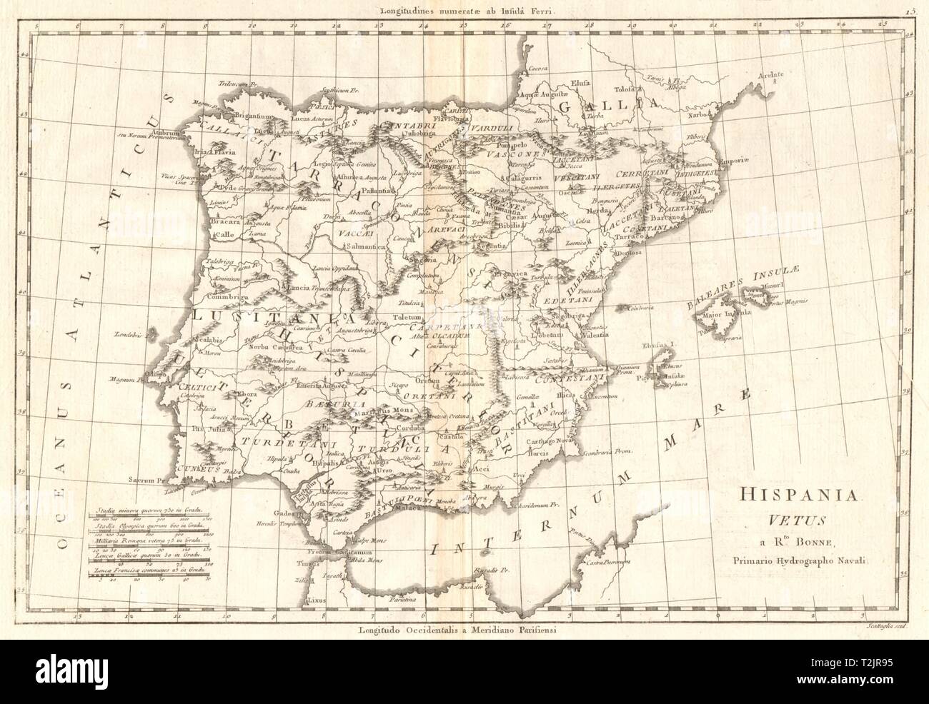 Hispania Vetus. Ancient Iberia. Lusitania. Spain & Portugal. BONNE 1789 ...