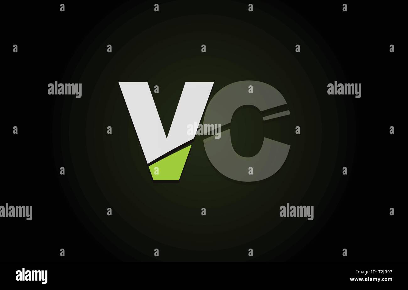 Design of alphabet letter logo combination vc v c with green white and ...